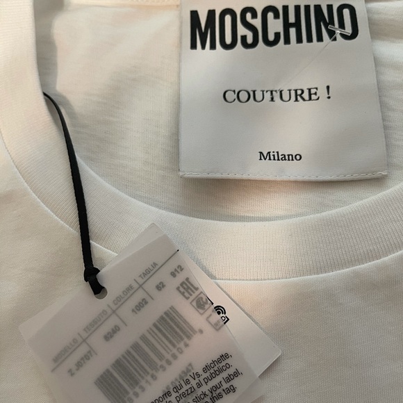 Moschino | Shirts | New Seasonmoschino White Gold Lettering Tshirt ...